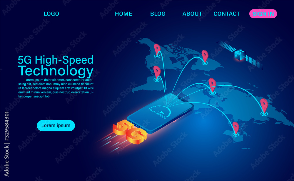 5g High-speed Technology concept. Network Communication Wireless Internet. network connection ...