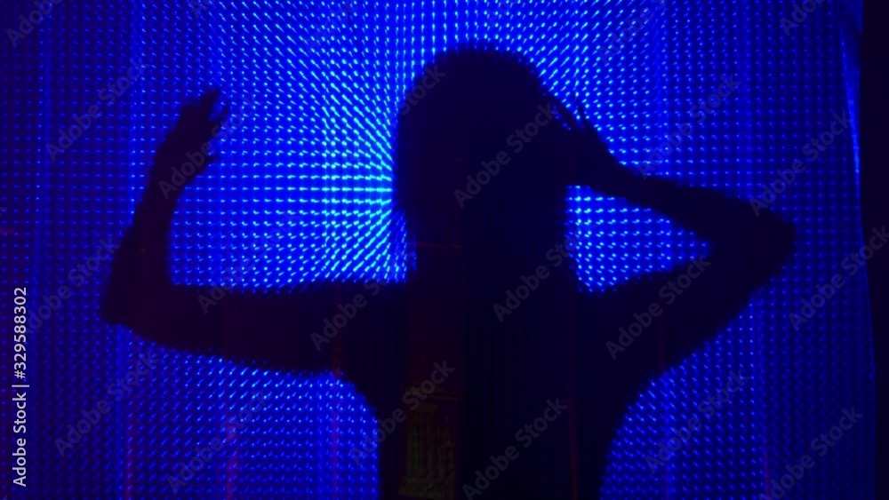 Beauty Model girl dancing shadow silhouette. Beautiful sexy young woman ...