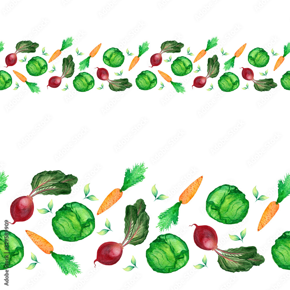 Ilustração do Stock: Seamless borders, ribbons, vegetables, gardening ...