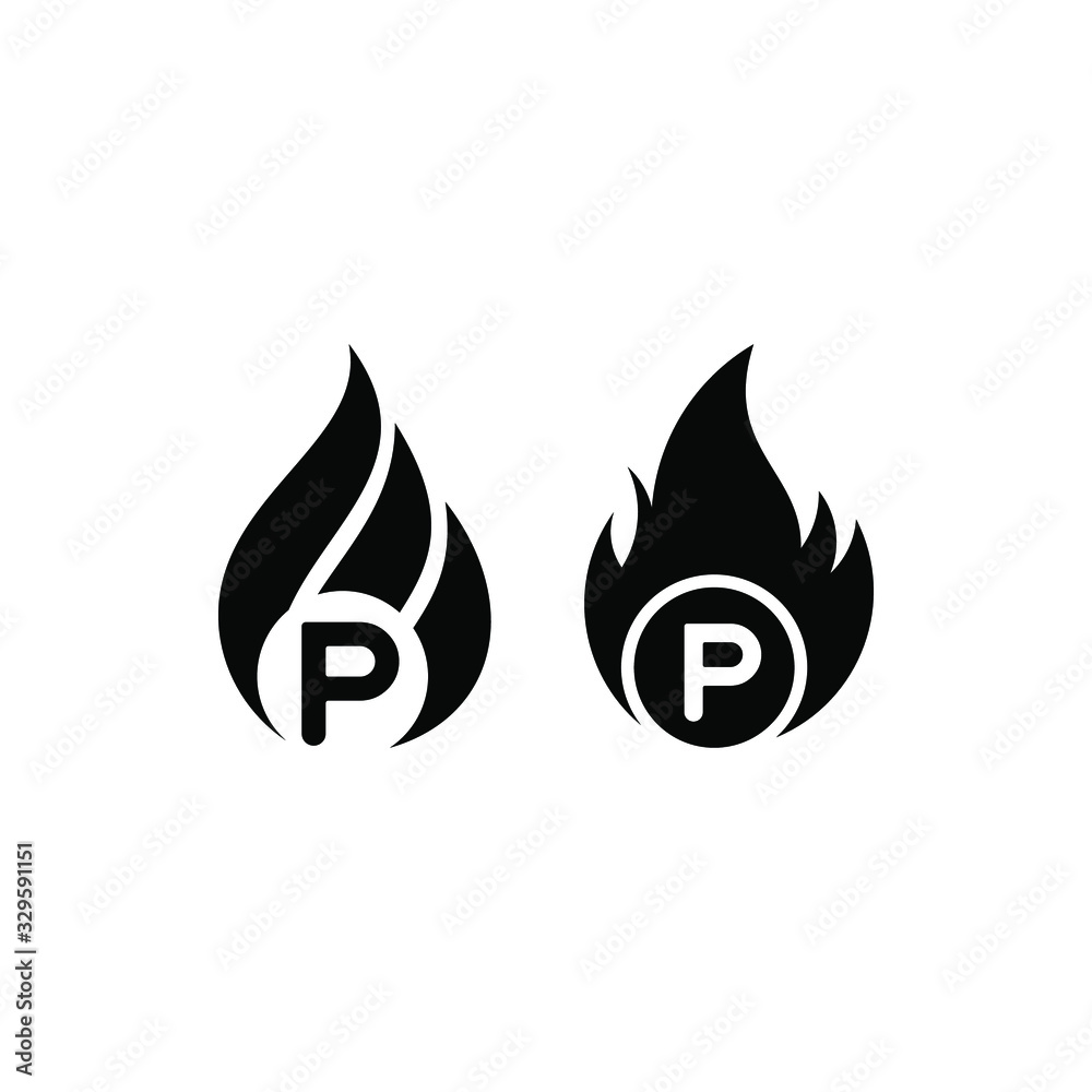 logo P fire flames, set vector icons template Stock Vector | Adobe Stock