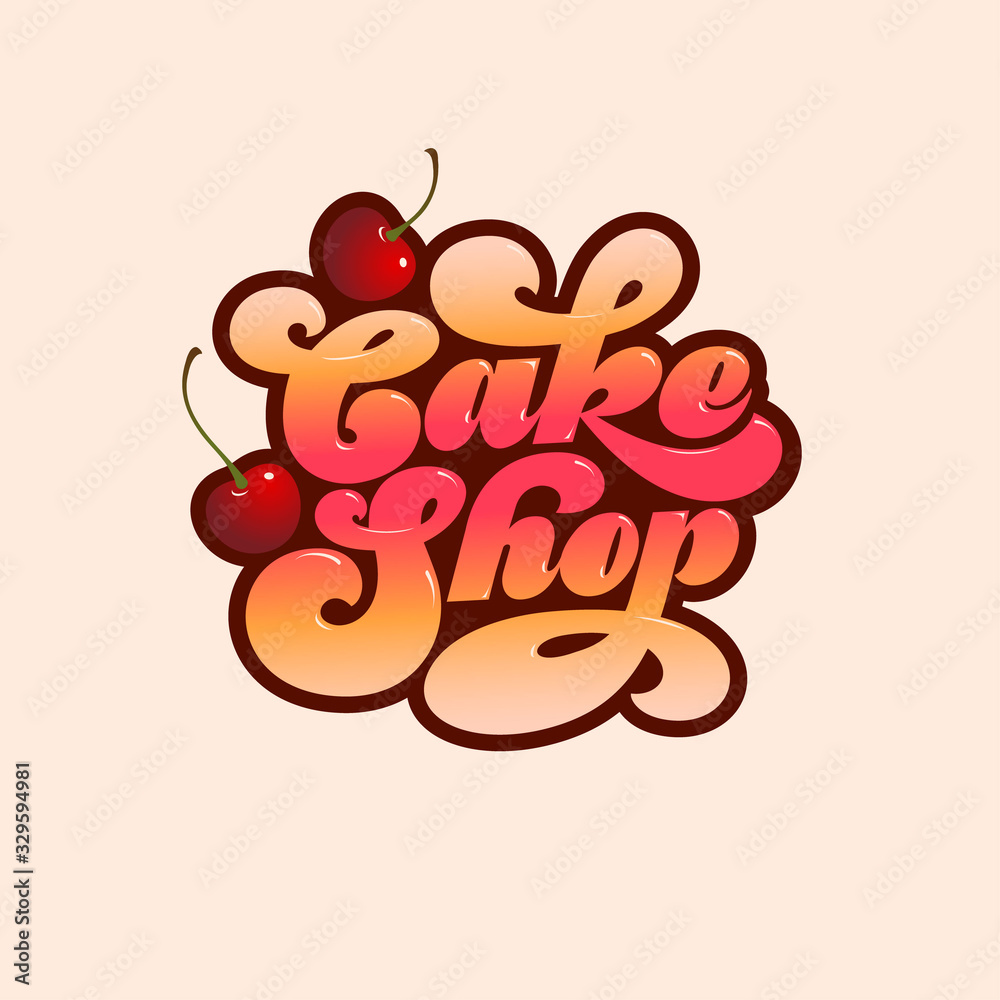 Cake Shop logo. Sweet bakery emblem. Beautiful lettering consist of ...