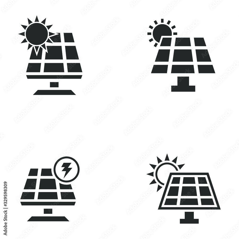 Solar panels technology Icon vector sign isolated for graphic and web ...