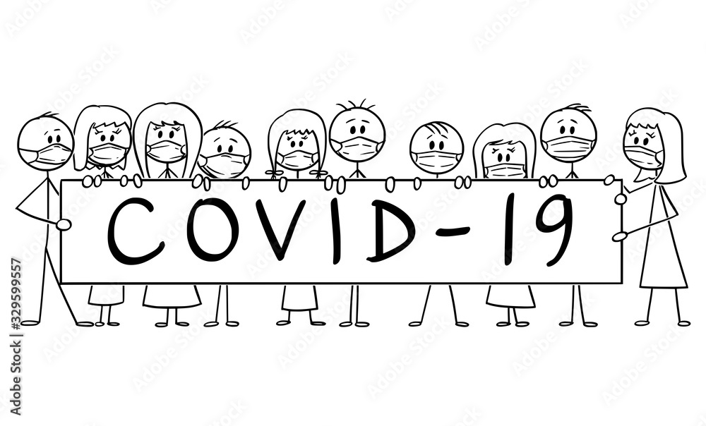 Vector cartoon stick figure drawing conceptual illustration of group of ...