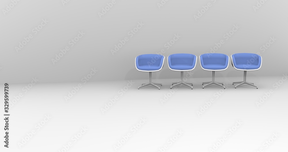 Simple waiting room, blue chairs Stock Illustration | Adobe Stock