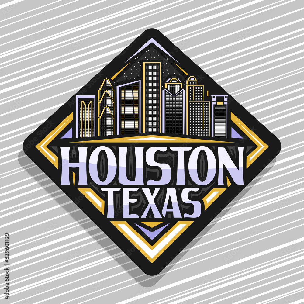 Vector logo for Houston, black decorative rhombus sticker with ...