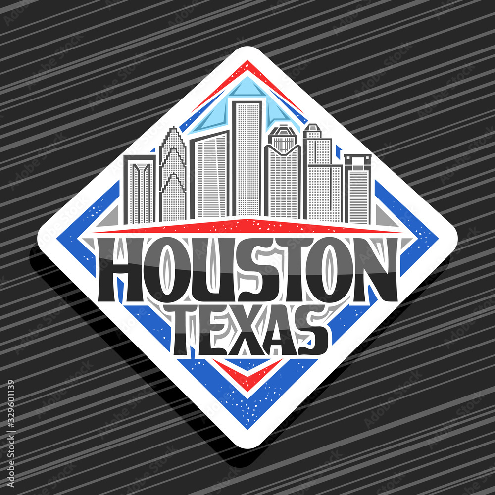 Vector logo for Houston, white decorative rhombus label with line ...
