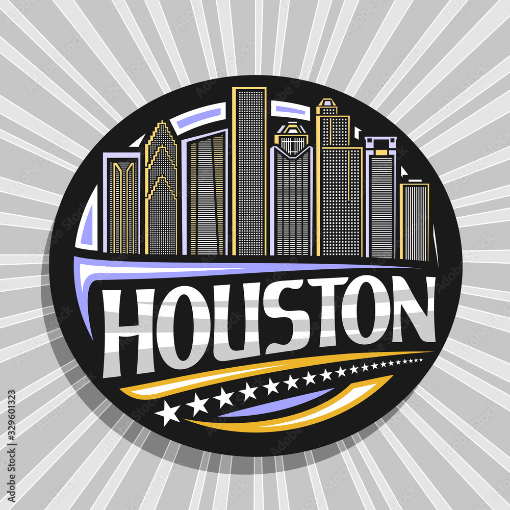 Vector logo for Houston, black decorative circle badge with line ...