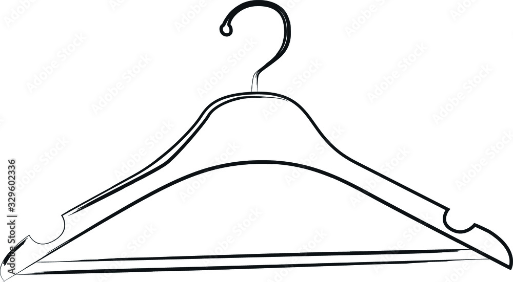 clothes hanger hand drawing black contour vector illustration Stock ...