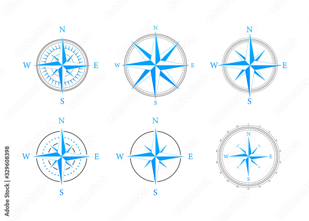 Compass on white background. Flat vector navigation symbol. Vector ...