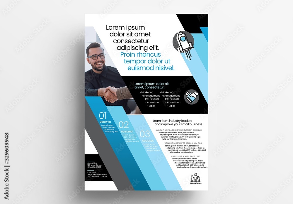 Poster Layout with Blue Diagonal Stripe Elements Stock Template | Adobe ...