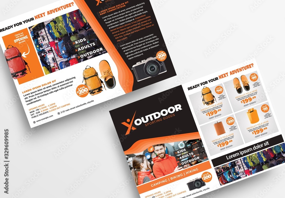 Orange and Brown Flyer Layout Stock Template | Adobe Stock