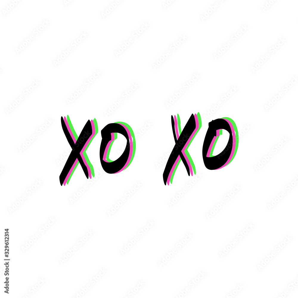 Xo Xo fun hand drawn lettering text on isolated background. Trendy ...