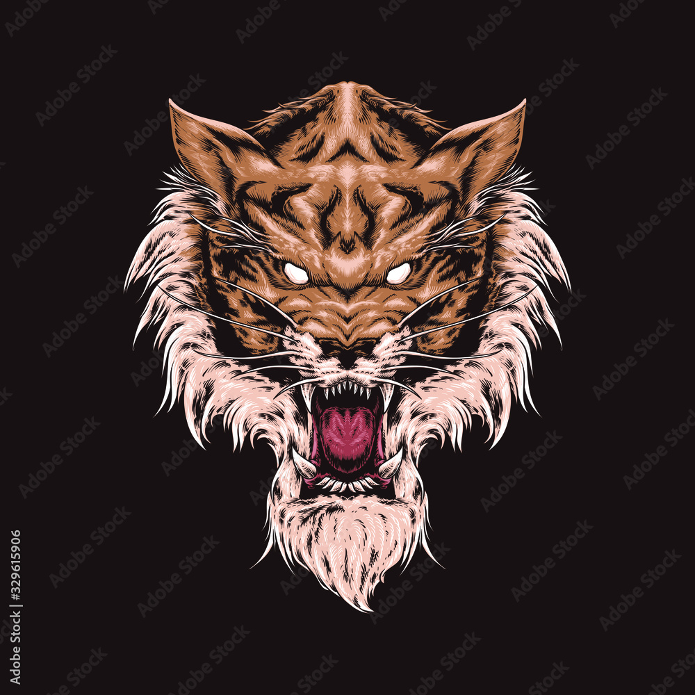 Realistic tiger head illustration Stock Vector | Adobe Stock