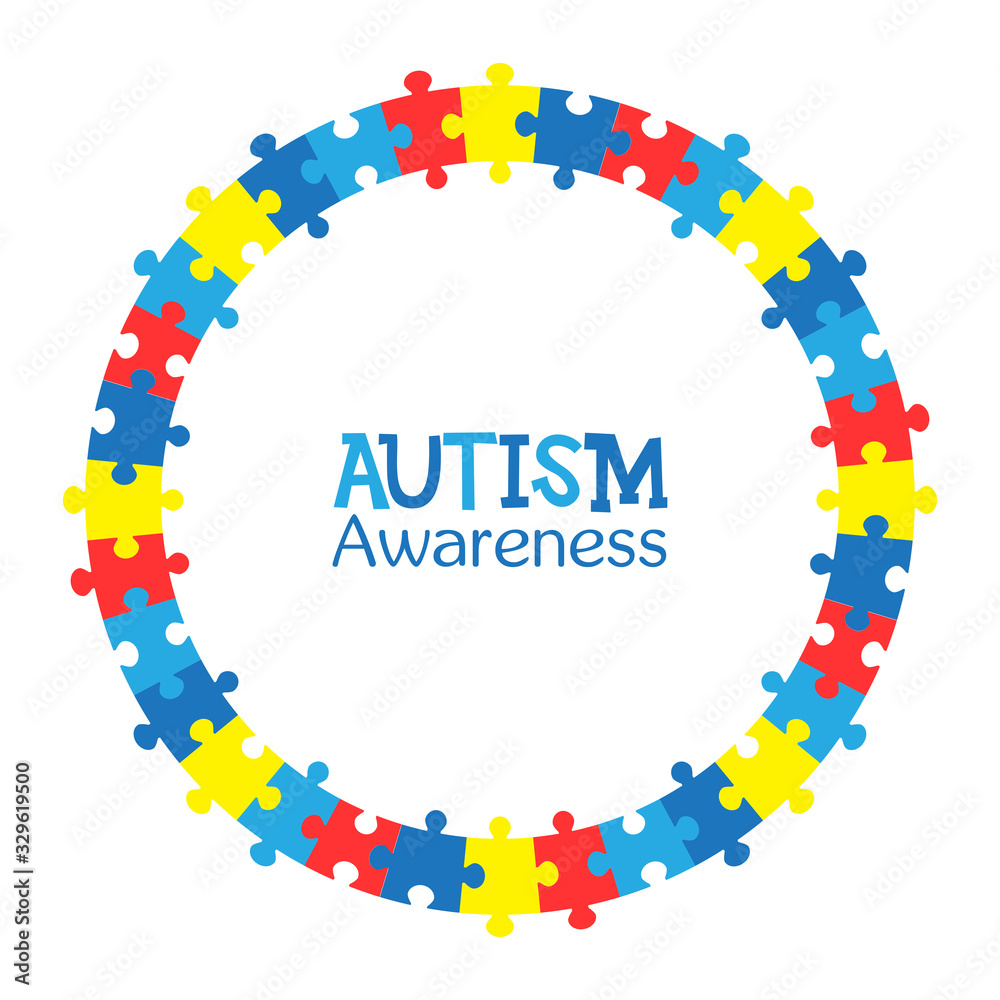 World autism awareness day. Colorful puzzles vector circle background ...