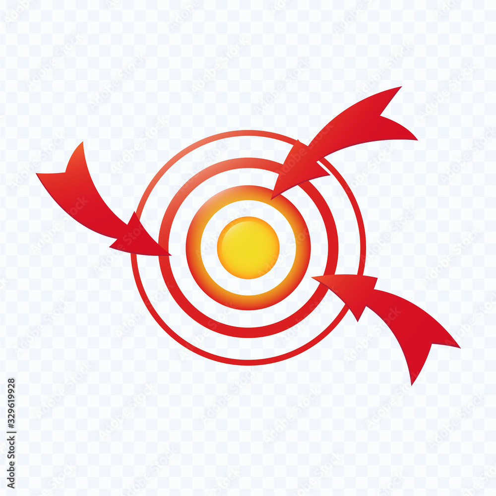 Red medical pain circle on transparent background. Localization, spread ...