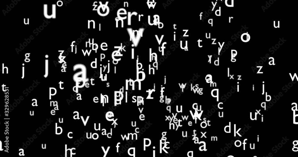 3d animated white alphabet letters floating against black background ...