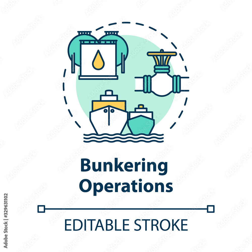 Bunkering operation concept icon. Supplying ship with fuel. Providing ...