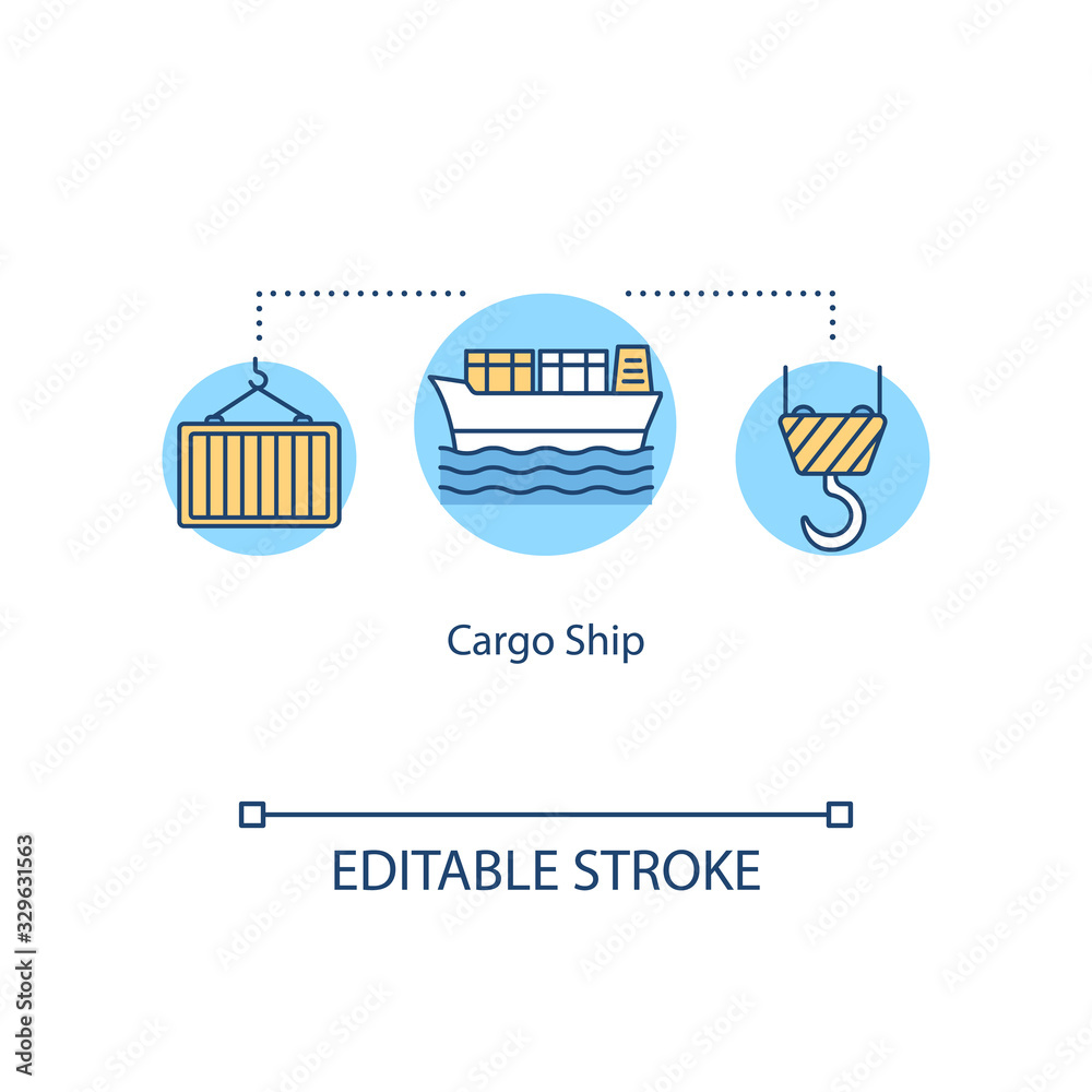 Cargo ship concept icon. Loading container on ship. Storage for goods ...