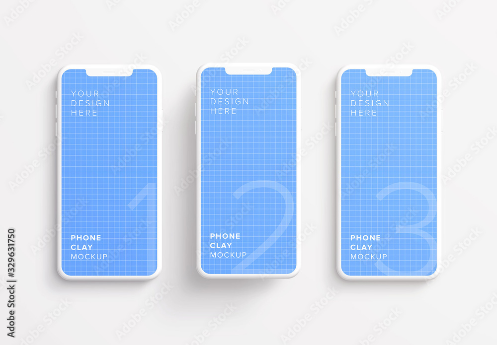 3 Smartphones Mockup Stock Template | Adobe Stock