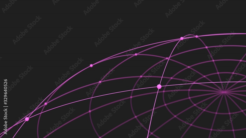 Simple network grid lines on Planet on black background. Grafisch ...