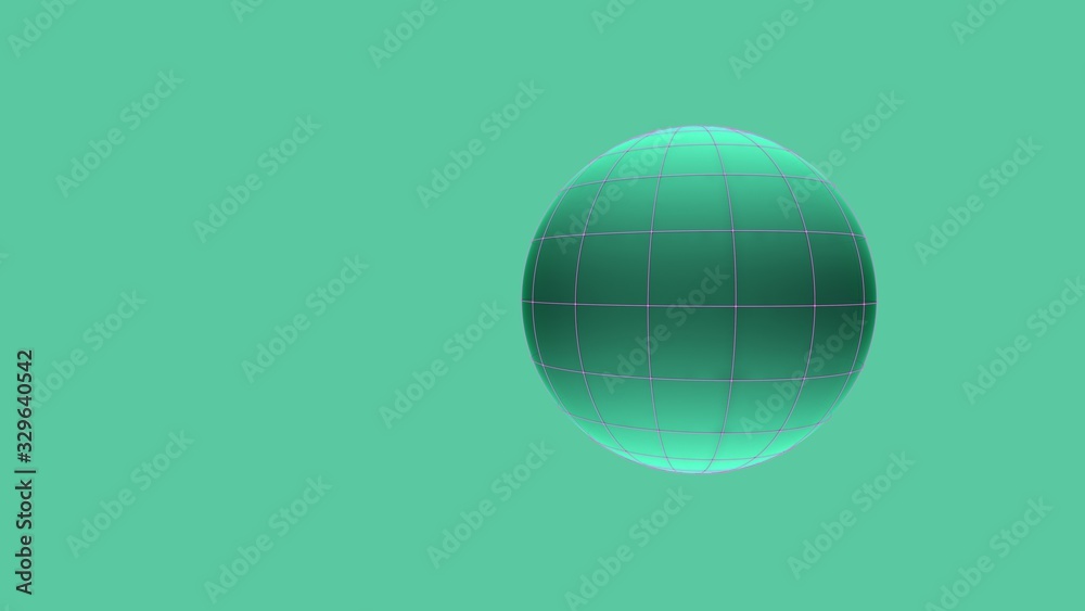 Green globe grid of meridians and parallels. 3D illustration. Planet ...