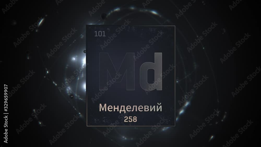 Mendelevium as Element 101 of the Periodic Table. Seamlessly looping 3D ...
