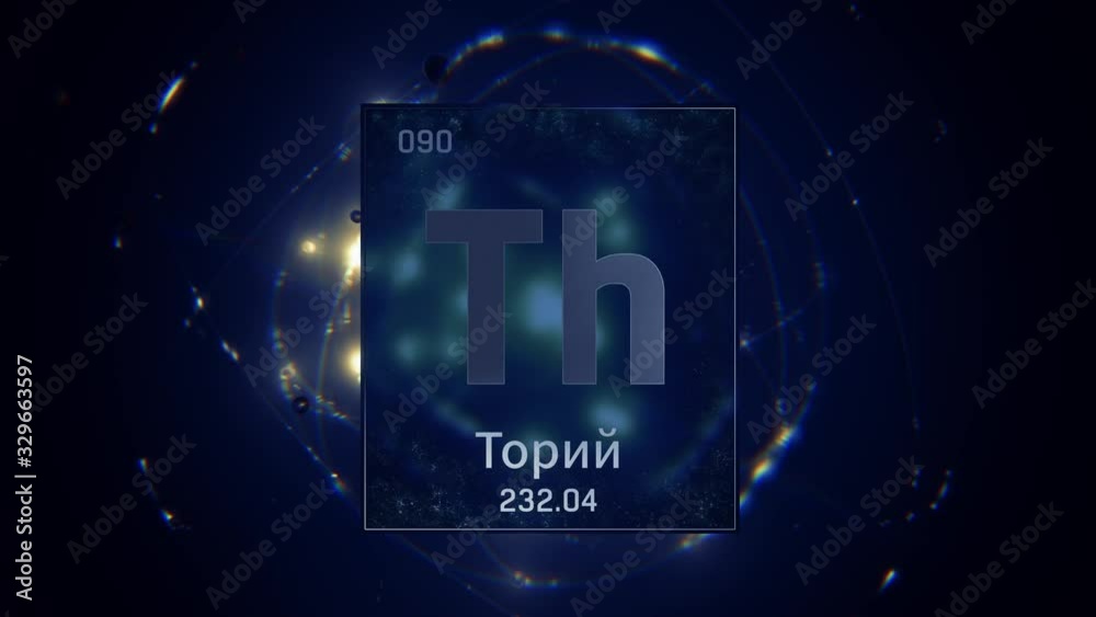 Thorium as Element 90 of the Periodic Table. Seamlessly looping 3D ...