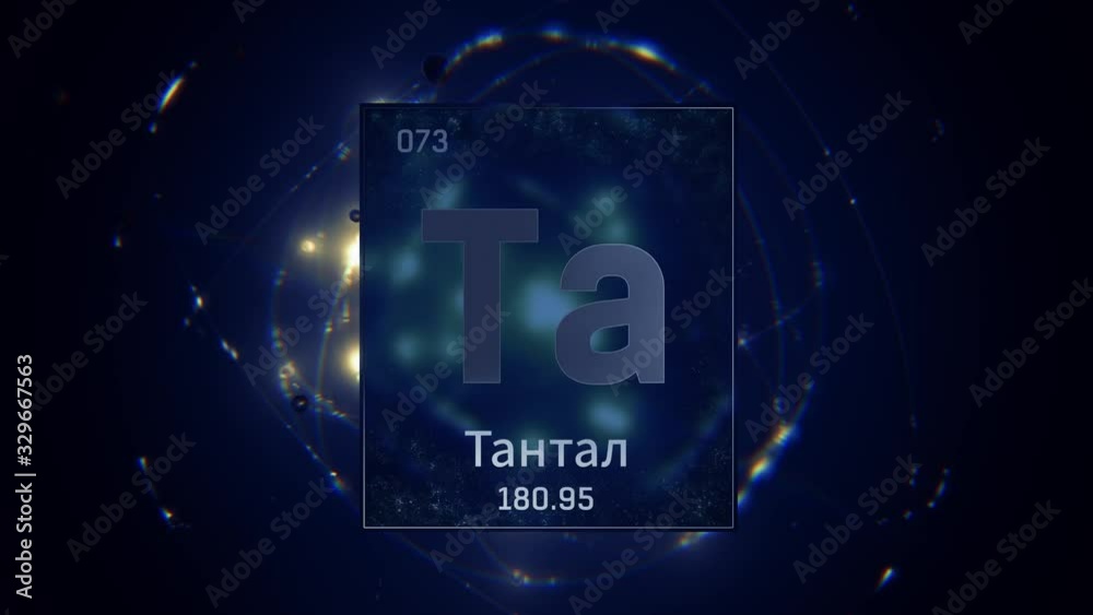 Tantalum as Element 73 of the Periodic Table. Seamlessly looping 3D ...