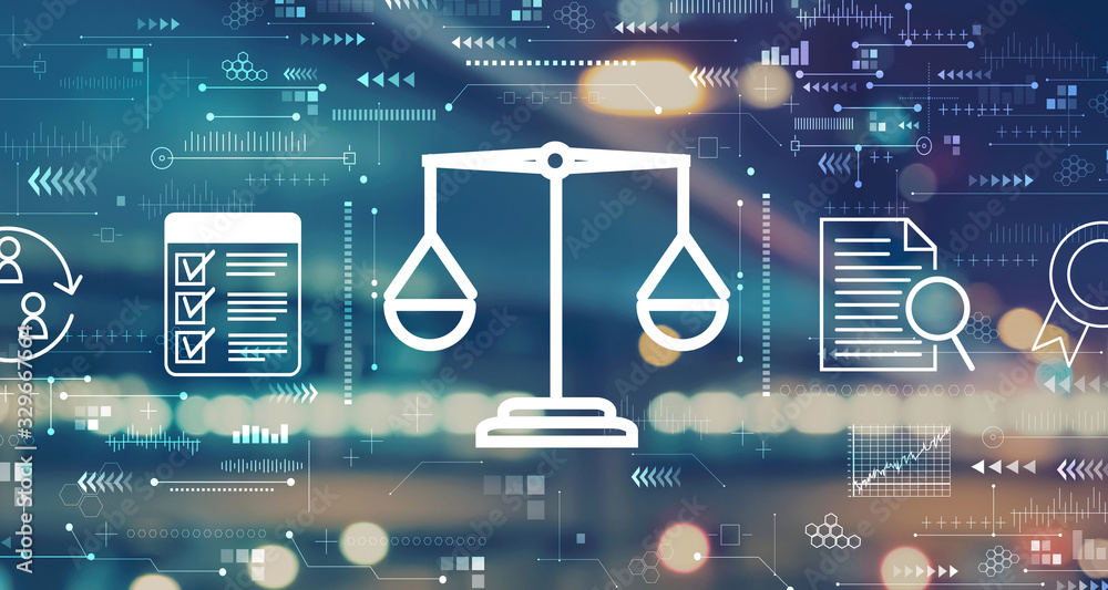 Legal advice service concept with blurred city abstract lights ...