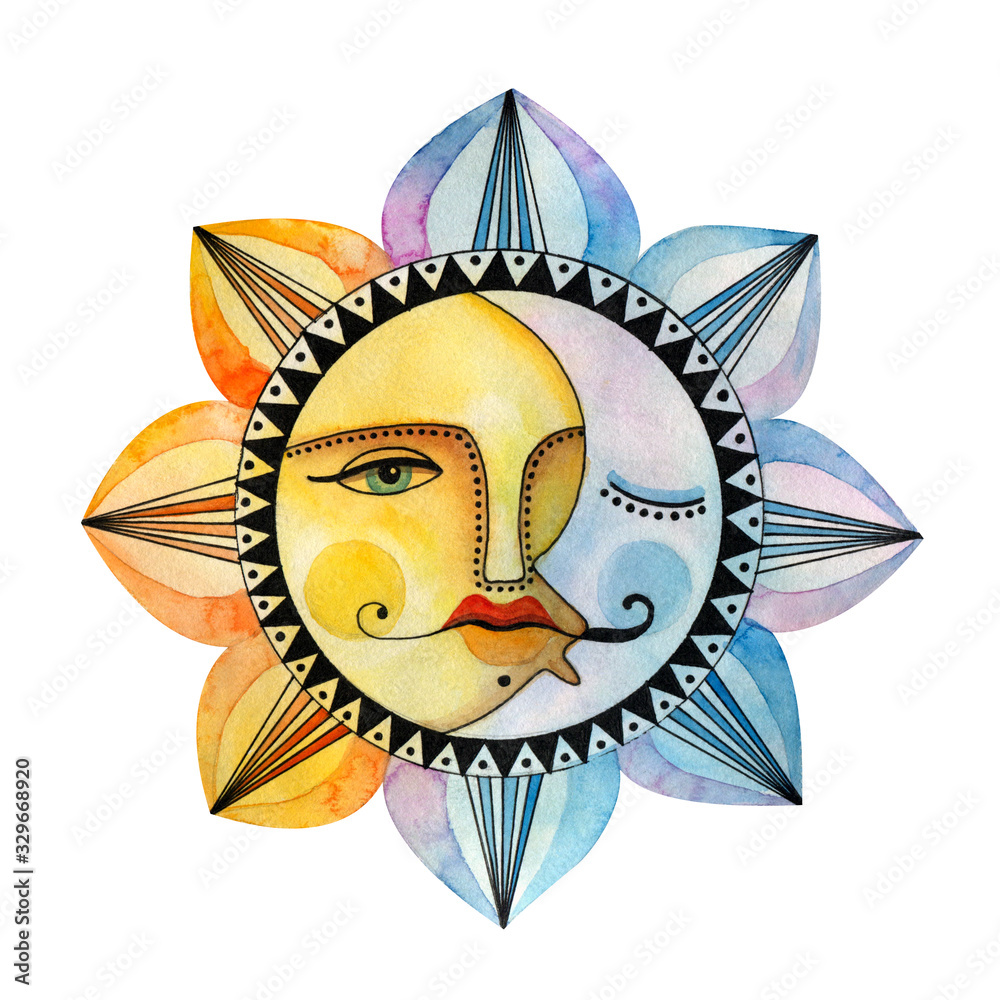 The solar disk is divided into two parts. Smiling sun and sleeping ...
