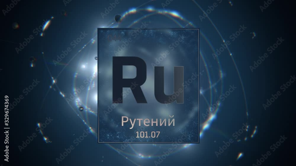 Ruthenium as Element 44 of the Periodic Table. Seamlessly looping 3D ...