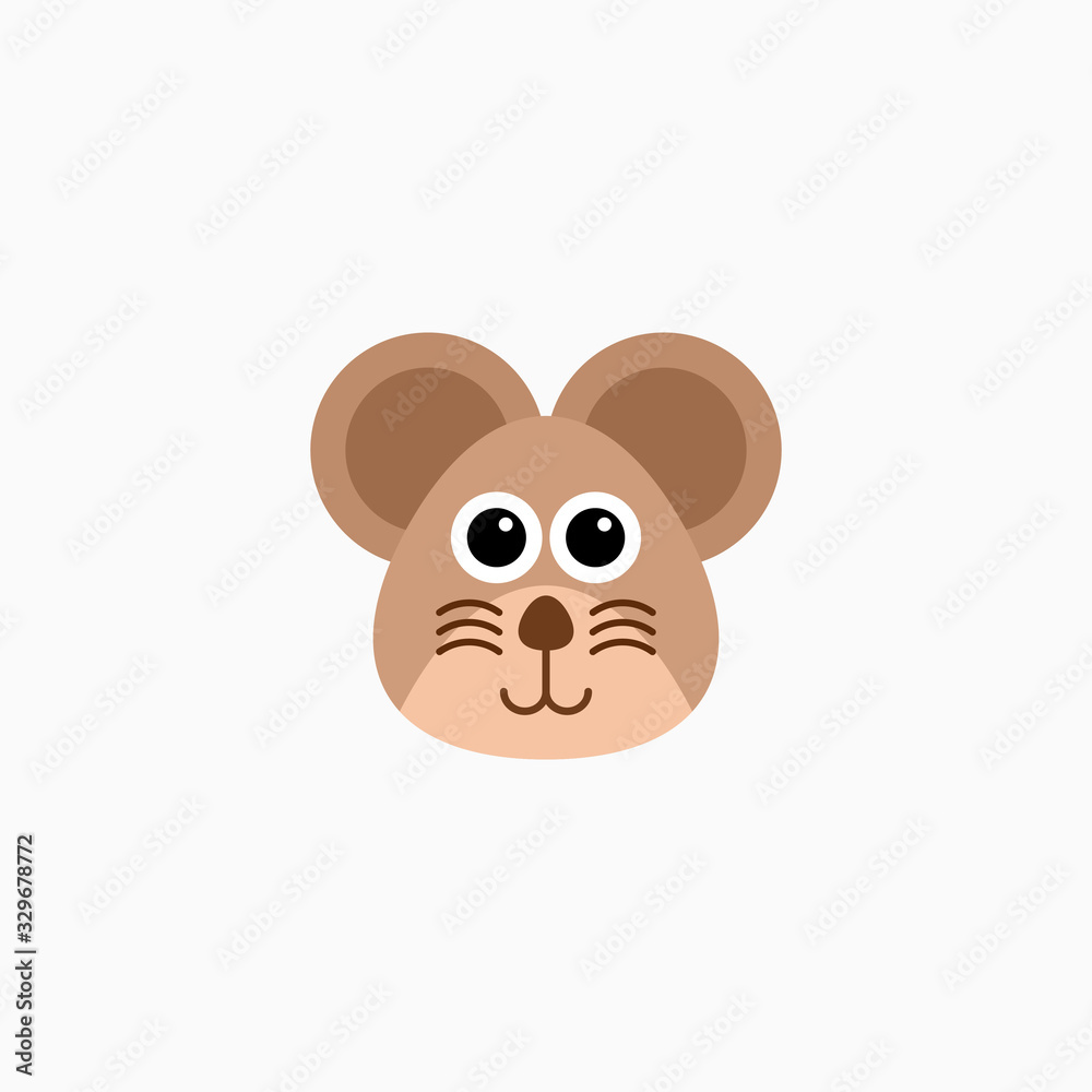 Vector Flat mouse's face isolated. Cartoon style illustration. Animal's ...