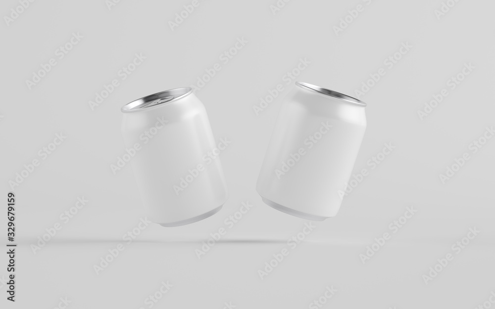 8 oz. / 250ml Stubby Aluminium Beverage Can Mockup - Two Cans. Blank ...
