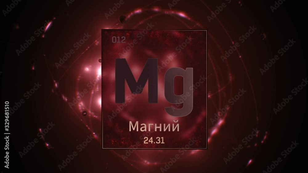 Magnesium as Element 12 of the Periodic Table. Seamlessly looping 3D ...