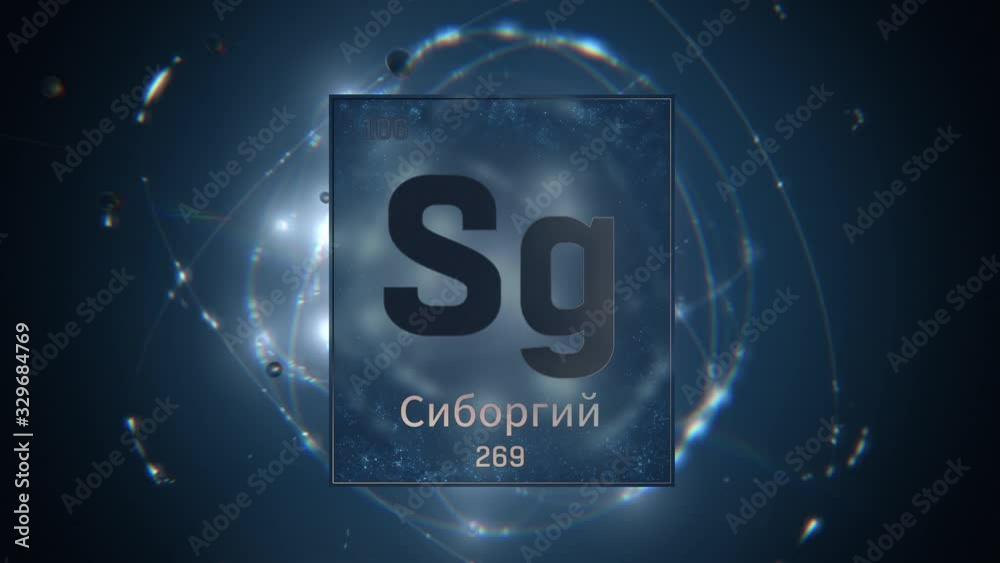 Seaborgium as Element 106 of the Periodic Table. Seamlessly looping 3D ...