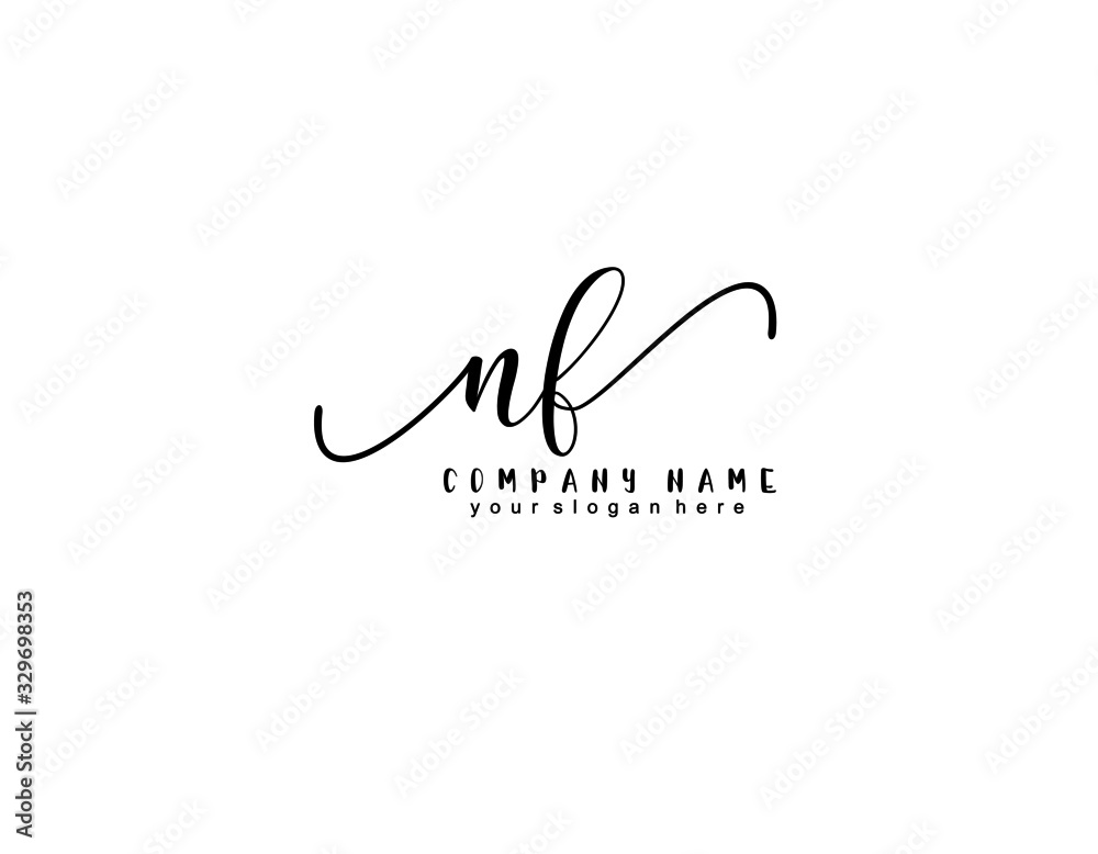 Letter NF handwrititing logo with a beautiful template Stock Vector ...