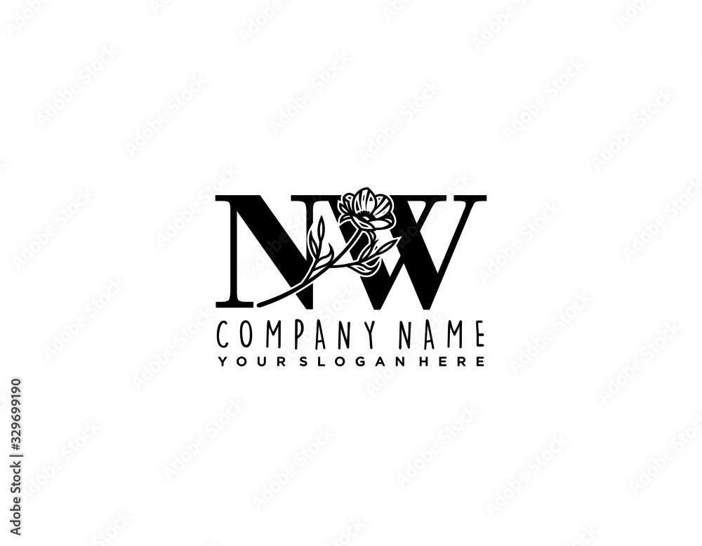 Letter NW handwrititing logo with a beautiful template Stock Vector ...