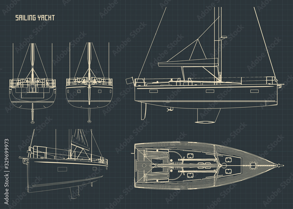 Sailing Yacht Blueprints Stock Vector | Adobe Stock