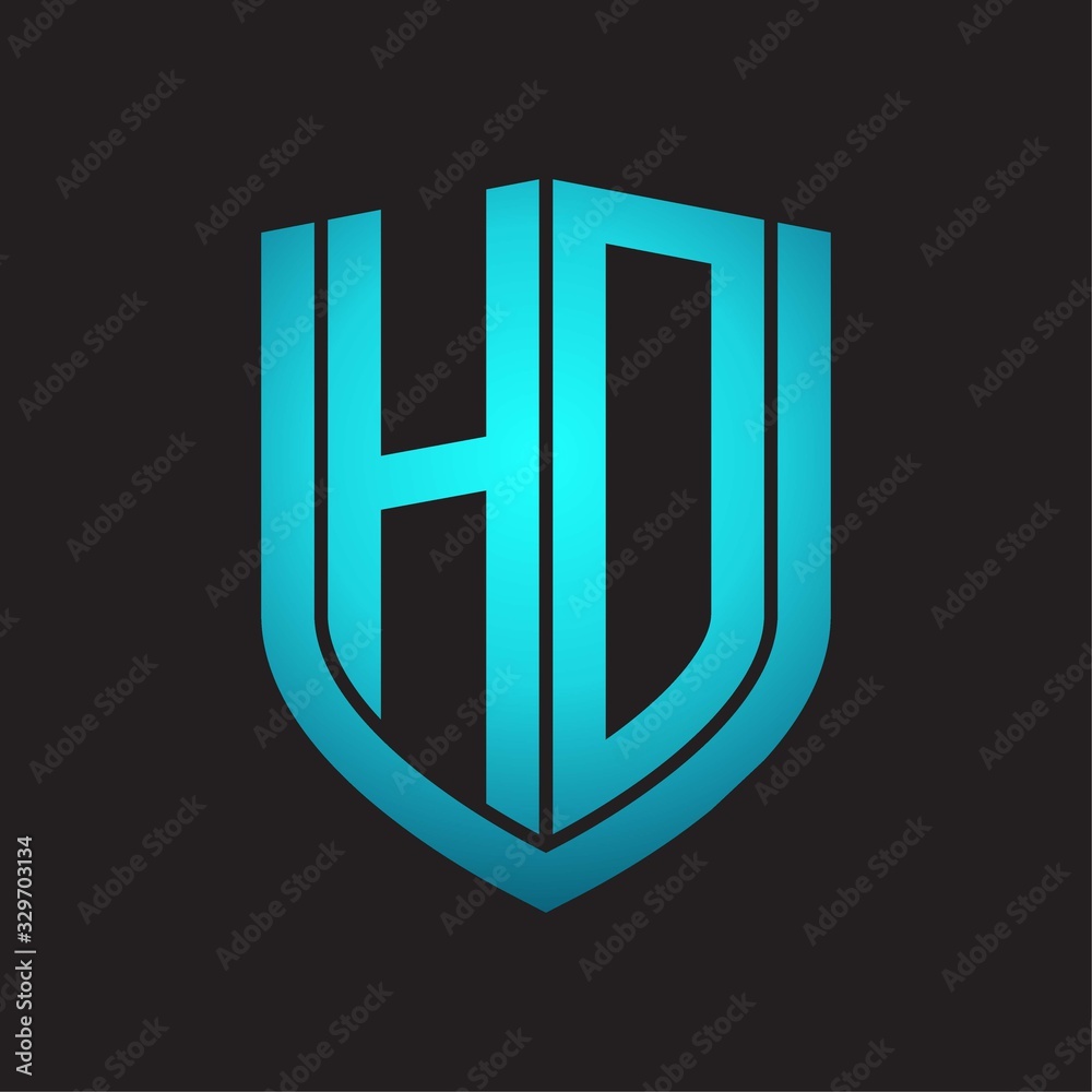 HD Logo monogram with emblem shield design isolated with blue colors on ...