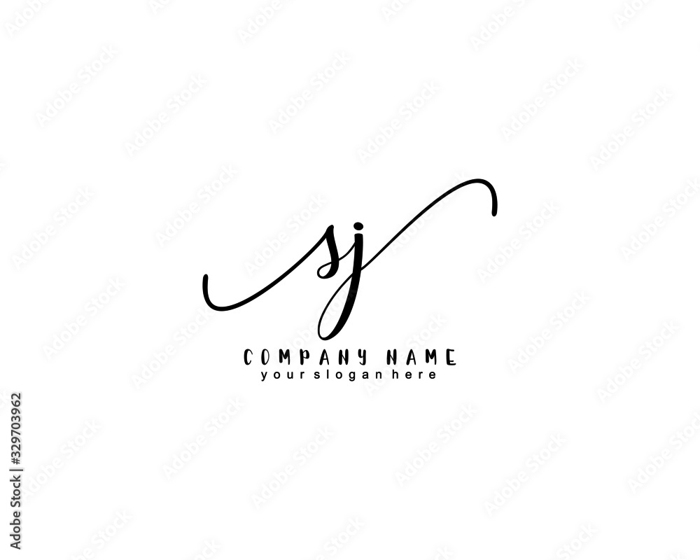 Letter SJ handwrititing logo with a beautiful template Stock Vector ...