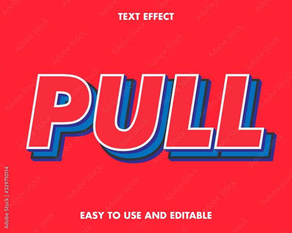 3d 'punch' red and blue text effect premium vector. for sticker, title ...