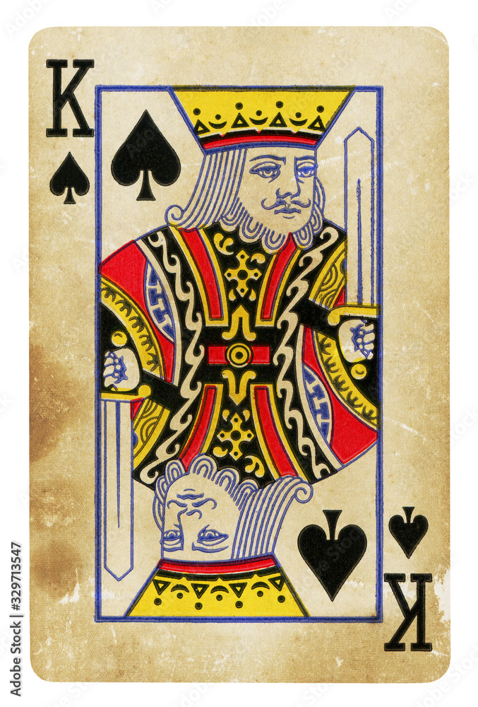 King of Spades Vintage playing card - isolated on white (clipping path ...