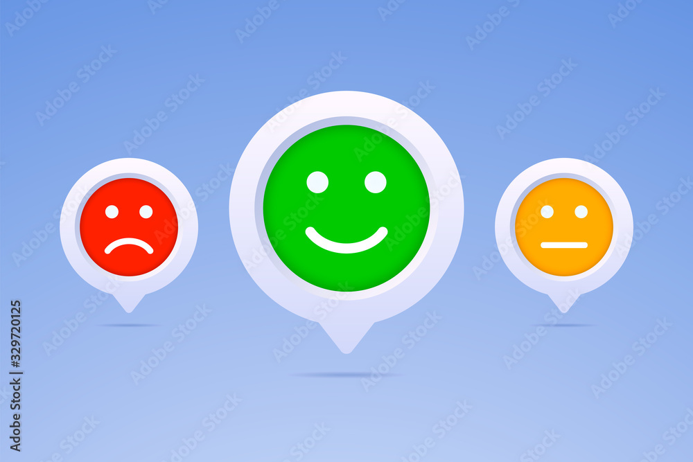 Color emoticons in three color options. Positive, neutral and negative ...