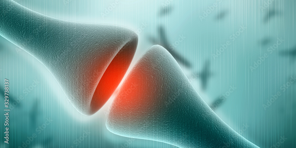 Synapse and Neuron cells sending electrical chemical signals. 3d rendering Stock Illustration ...