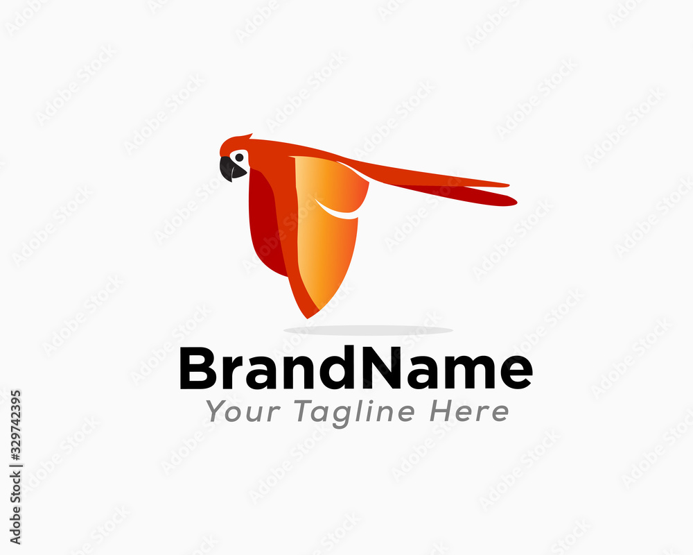Flying high red parrots logo design inspiration Stock Vector | Adobe Stock