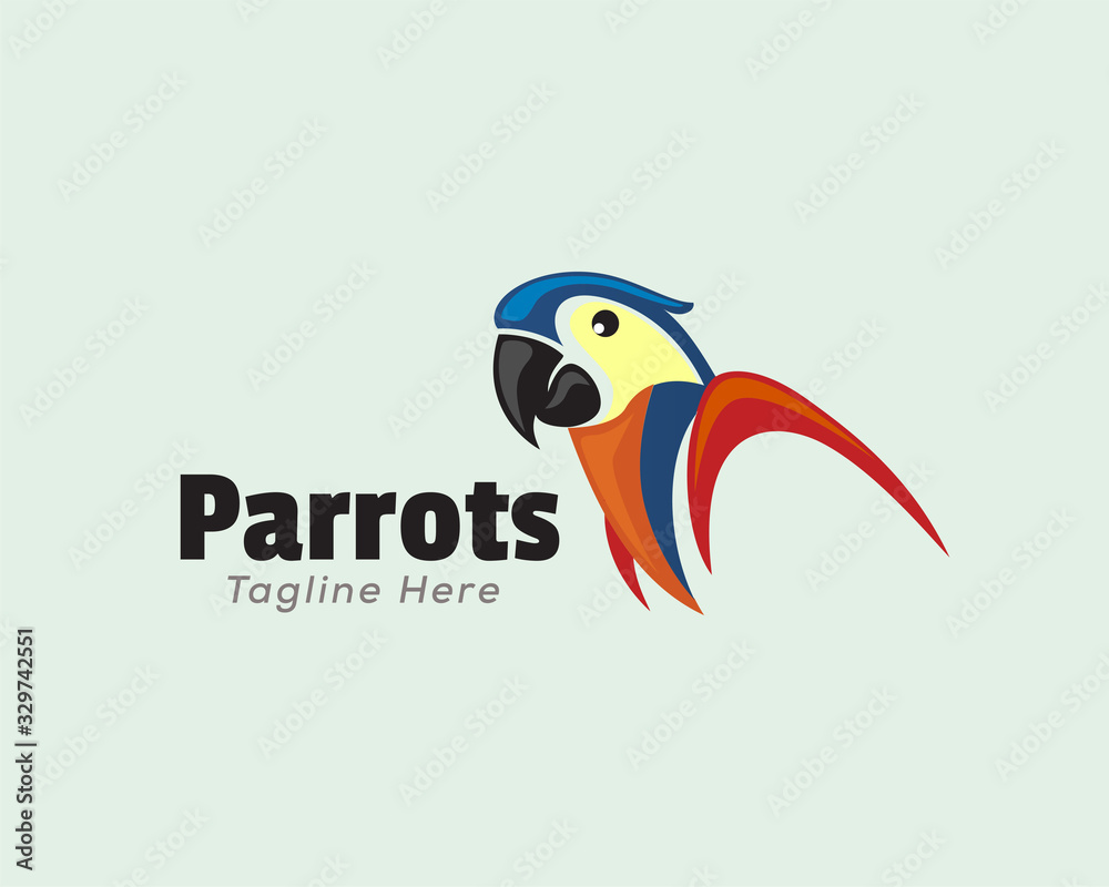 Simple parrots half body logo design inspiration Stock Vector | Adobe Stock