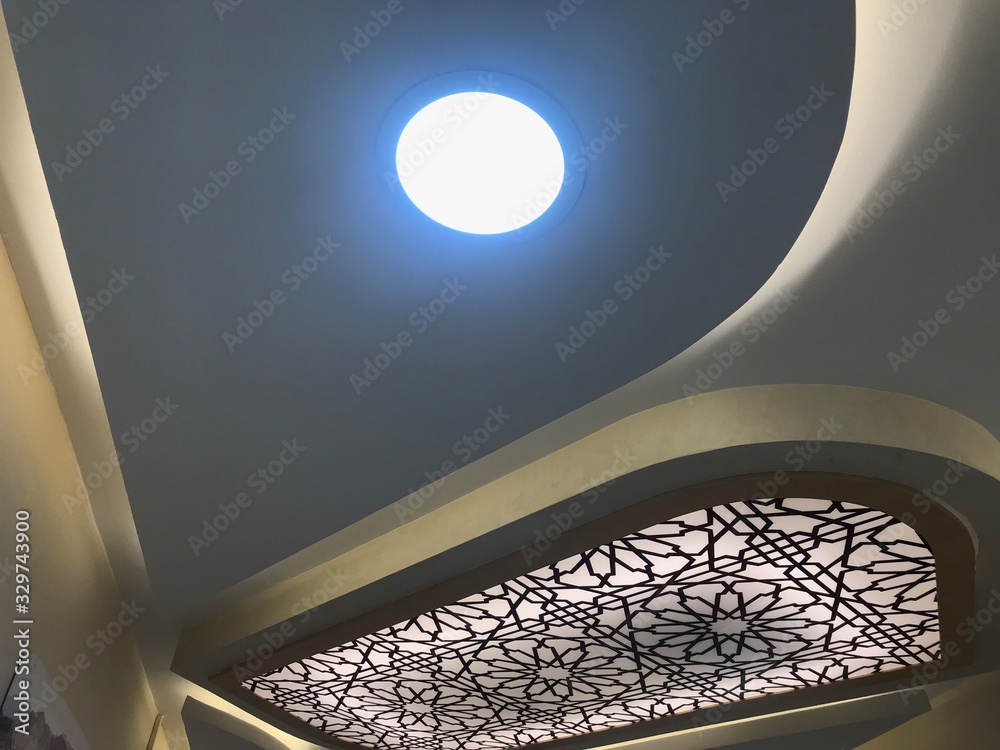 Suspended Gypsum ceiling macro view interior images emulsion white ...