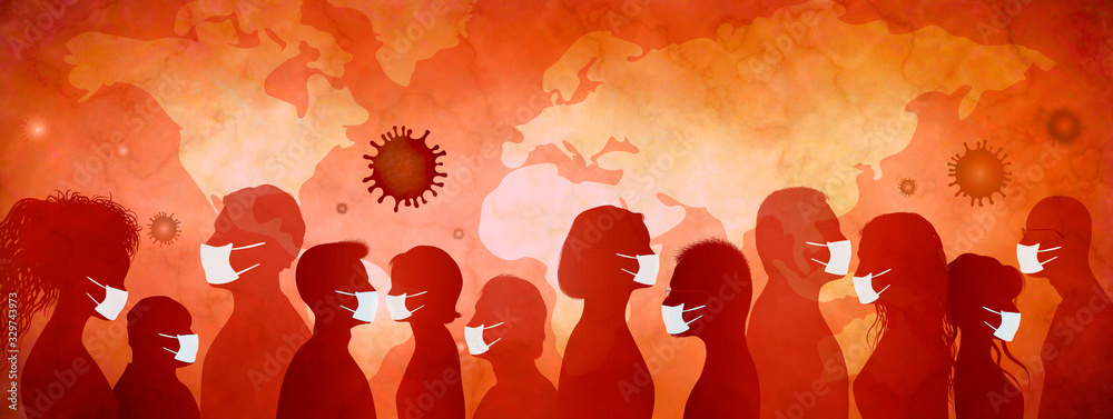 Group of people wearing medical masks. Coronavirus epidemic and ...