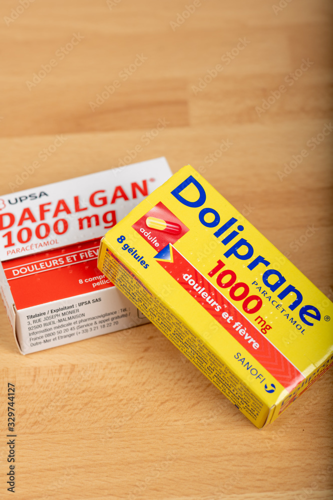 Paris, France - January 2020 : Boxes of Doliprane and Dafalgan, a ...