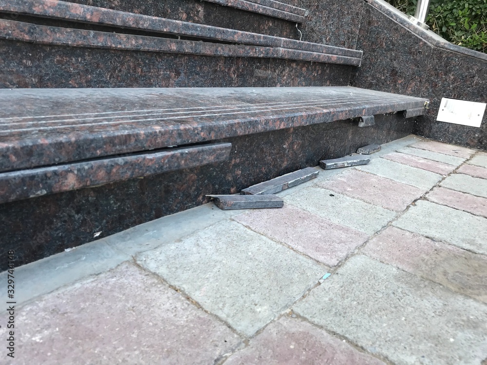 Broken nosing of an riser of an granite finished stair riser and treads ...
